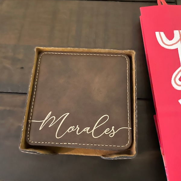 Personalized Family Name Coaster Set, Custom Coasters for Family Home ...