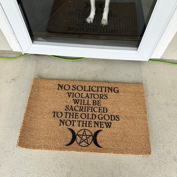 No Soliciting Old Gods Not the New Wiccan Witch Pagan Coir Doormat Door ...