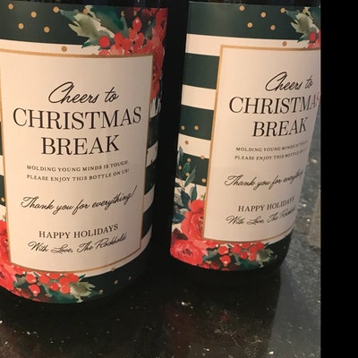 Teacher Christmas Gift Custom Wine Label Plaid Christmas - Etsy