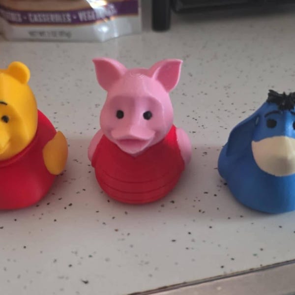 3pc Winnie the Pooh, Eeyore, Piglet Ducks Pack of Miniature Figurine ...