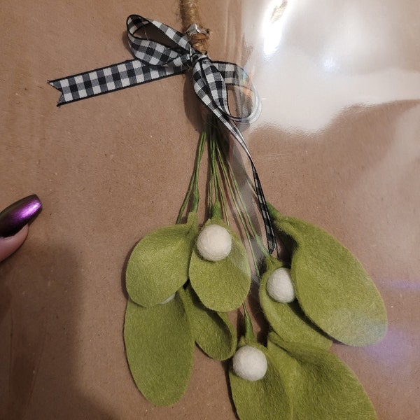 Felt Mistletoe, Hanging Mistletoe, Faux Mistletoe, Mistletoe Branch ...