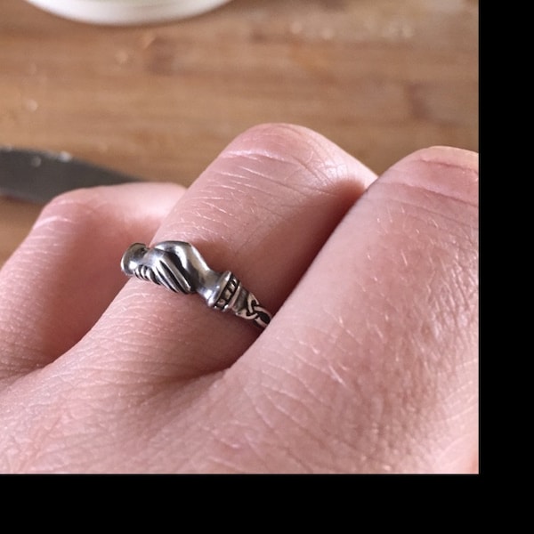 Handcrafted Sterling Silver Fede Ring - Ancient Roman Handshake Design ...