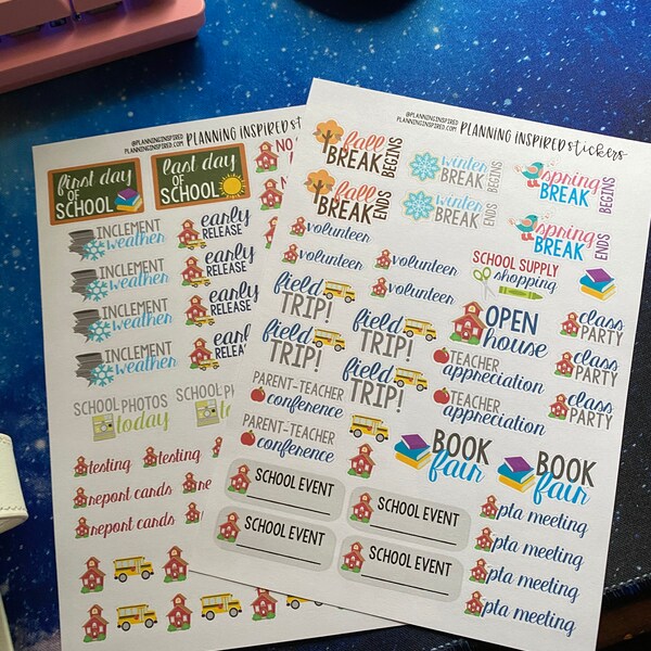 School Stickers, School Stickers for Planner, Set of 70+ School Planner ...