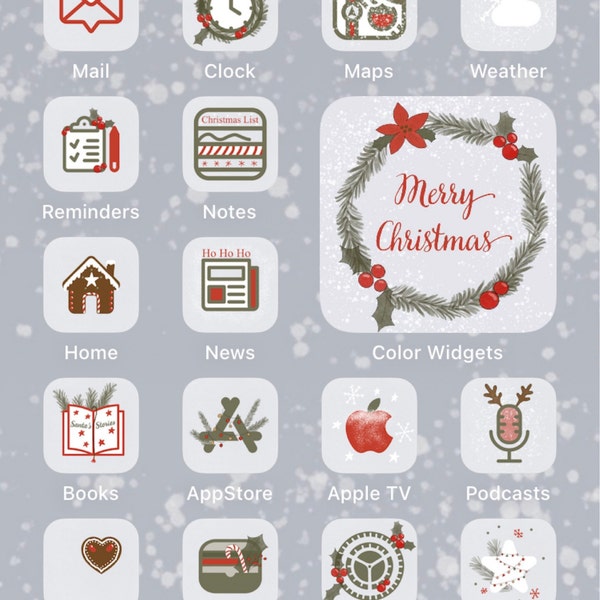 Christmas Ios App Icons Winter App Icons iPhone Christmas Ios14 ...