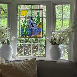 Octagon Ocean Wave Leaded Stained Glass Window Panel Blue Room Stain ...