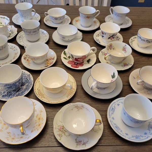 20 Vintage Mismatched Sets of Tea/coffee Cups With Matching Saucers 40 ...