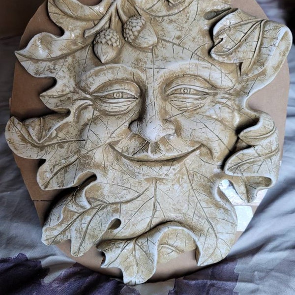 Acorn Leaf Man Face Mythical Wall Decor Greenman Sculpture - Etsy