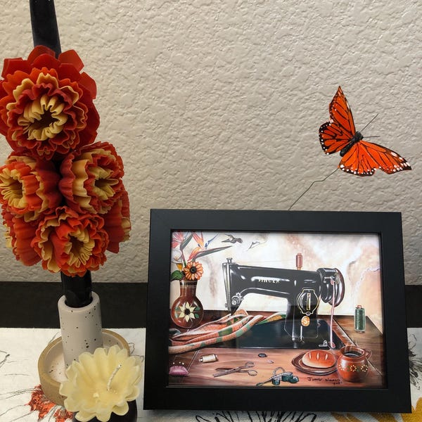 La Maquina De La Abuela Art Print, Sewing Machine, Mexican Art, Mexican ...