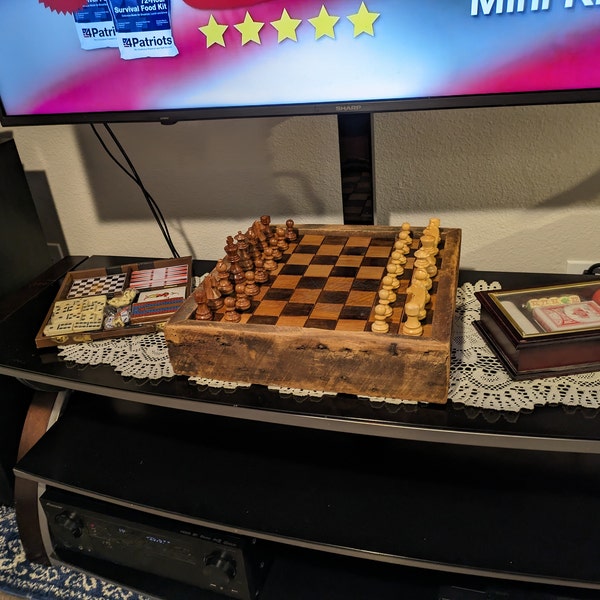 Ton of Worm Holes Chess Set in Reclaimed Wormy Chestnut Barn Wood Sku ...