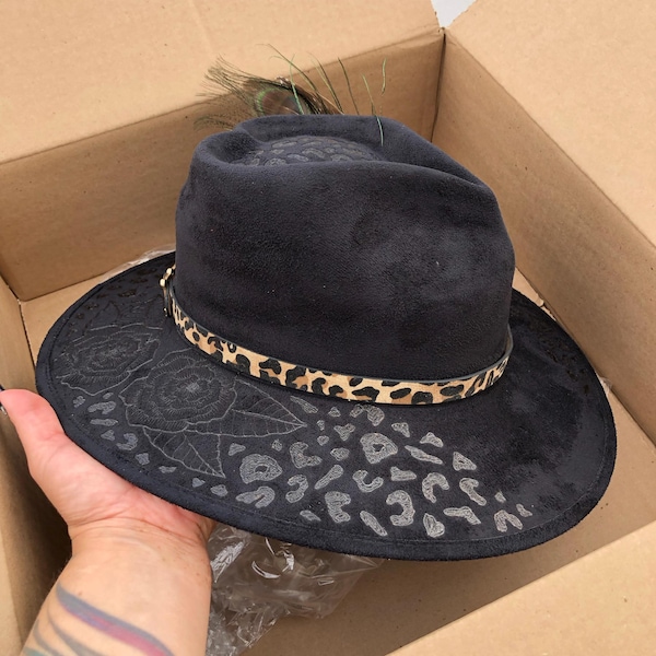 Blueberry Floral Rancher Hat Ladies Western Hat Floral Wedding Hat Wide ...
