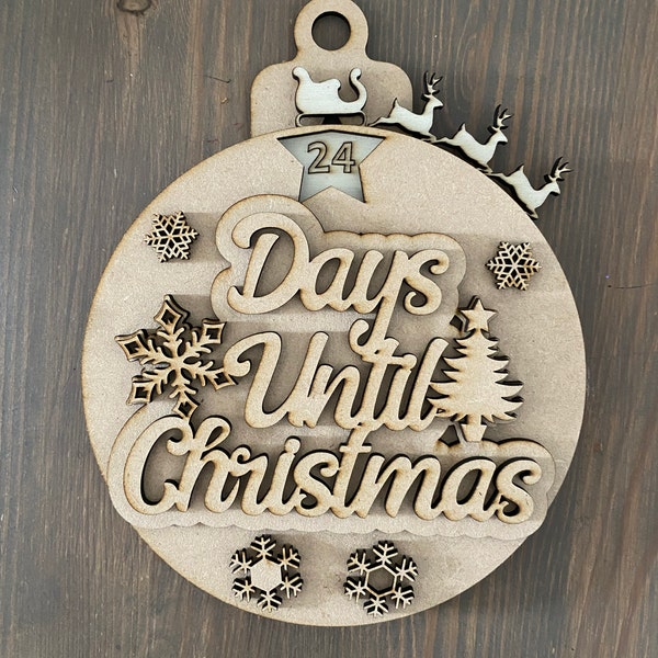Days Until Christmas Countdown Calendar Bauble Svg Laser Cutting Files ...