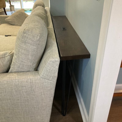 11d Solid Walnut Powered Behind the Couch Narrow Console Table, Custom ...