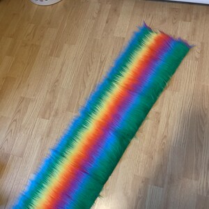 Rainbow Faux Fur Jacquard Long Pile Raccoon Fake Fur High Density Thick ...