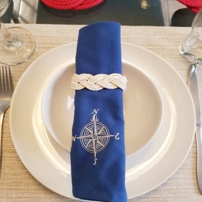 Nautical Napkin Rings Woven Natural White Cotton Pack of 4 - Etsy