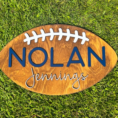 Football Name Sign 18-36 Diameter Round Sign Child Baby Name Football ...