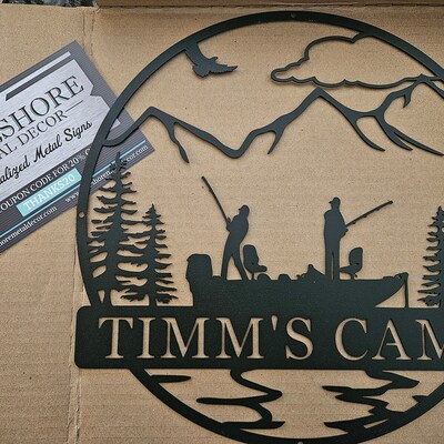 Mid Century Modern Metal Lake Sign With Custom Name, MCM Outdoor Decor ...