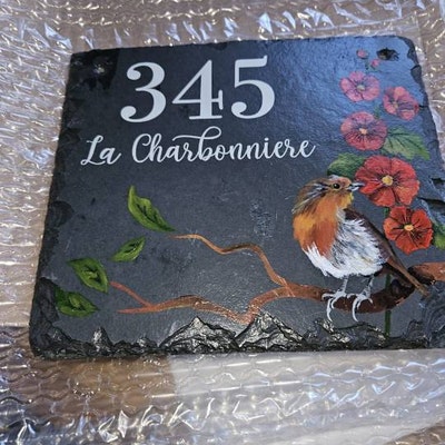 Rustic Door Number Sign, Robin Slate Door Sign, Door Number Plaque ...