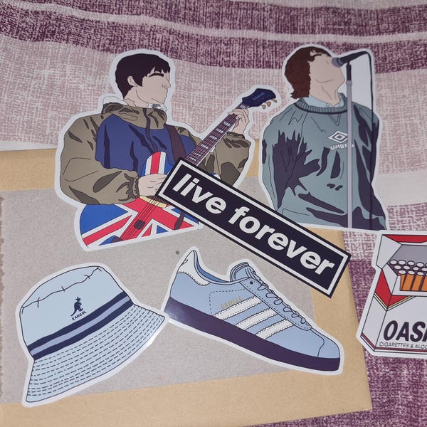 Oasis Inspired Sticker Pack (6pcs) - Unofficial Merchandise, Liam ...