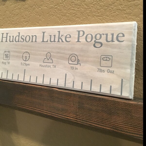 Custom Wooden Birth Ruler - Modern Style With Birth Stat Icons ...