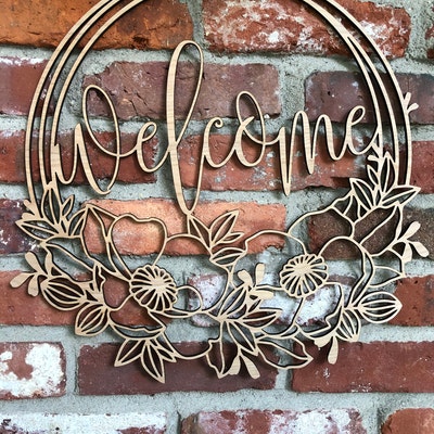 Floral Wreath for Door, Wooden Floral Wreath, Home Decor, Wooden Wall ...
