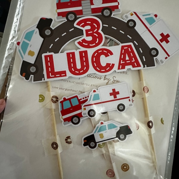 Personalized Rescue Vehicle Cake Topper, Emergency Vehicle, Fire Truck ...