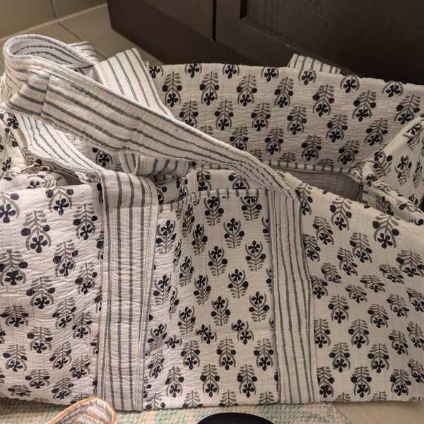 Large Quilted Handmade Duffle Weekender Bag Holiday Gift for Woman ...