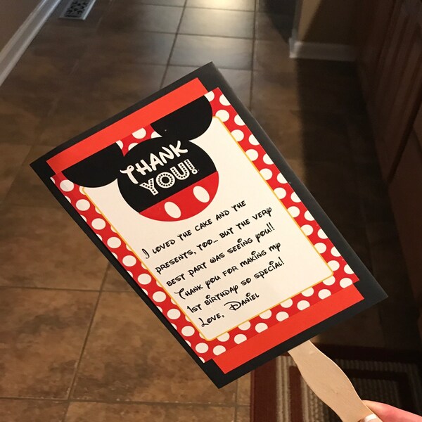 Mickey Mouse Thank You Card INSTANT DOWNLOAD - Printable Mickey Thank ...