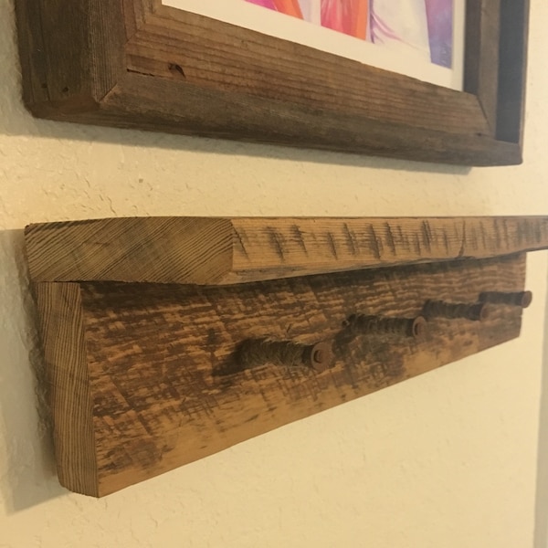 Rustic Key Rack. Barn Wood Shelf With Key Hooks. Rustic Key Hanger ...