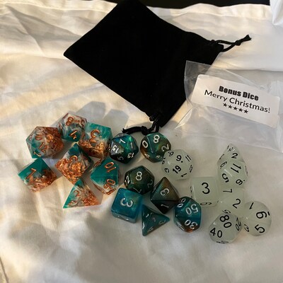 Shipwrecked Handmade Sharp Dice Teal/white/clear Resin Cast Dice Set of ...