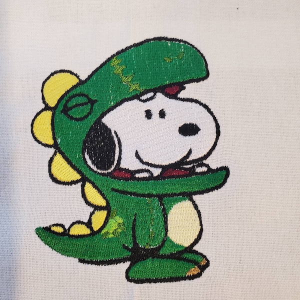 Dinosaur Snoopy Embroidery File. Snoopy Dressed in A Dinosaur Costume. This is a *digital ...