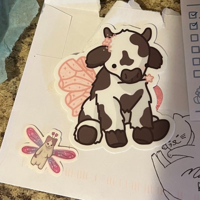 Fluffy Princess Cow Sticker / Matte Vinyl / Fairy Cow Sticker - Etsy