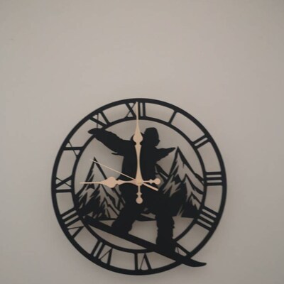 Snowboarding Wood Wall Clock, Gift Snowboarder Winter Sport LARGE 12 ...