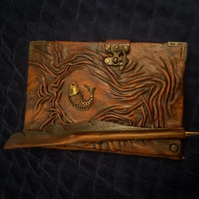 Fish Bone Journal Fisherman's Log Book Leather Fishing - Etsy