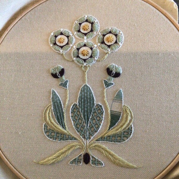 Auricula Collector Crewel Embroidery Kit: Art Nouveau Floral Design - Etsy
