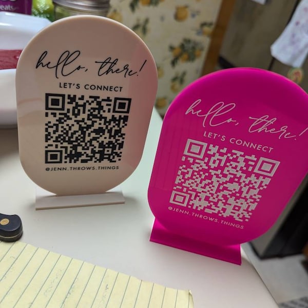 Custom QR Code Social Media Sign, Pop up Sign, Let's Connect, Follow Us ...