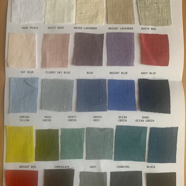 Linen Color Samples. 30 Colors Included. - Etsy