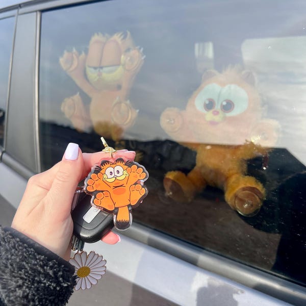 Garf Acrylic Keychain | Orange Cat Keychain | Lasagna Cat Keychain ...