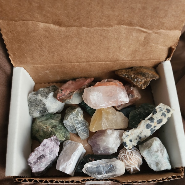 MINIATURE Crafters Collection Box: Gems Crystals Natural Raw Minerals ...