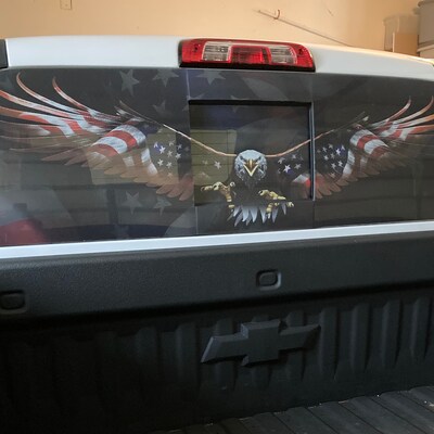 Patriotic American Flag Eagle Rear Window Graphic Tint Decal Sticker ...