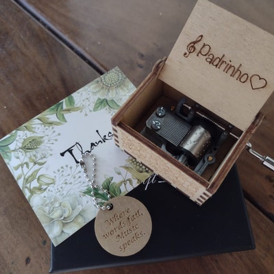 Cute Tiny Hand-cranked Wooden Music Box Custom Engraving Selection of ...
