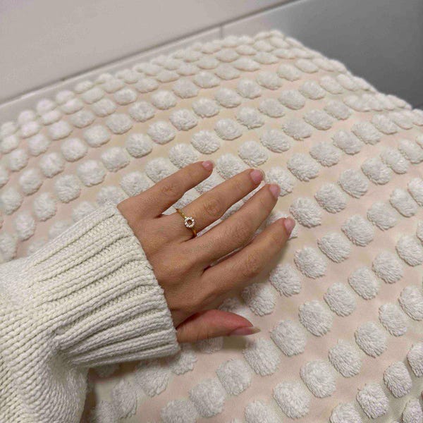 Beaded Gold Vermeil Ring • Tiny Balls Stacking Band • Minimalist CZ ...