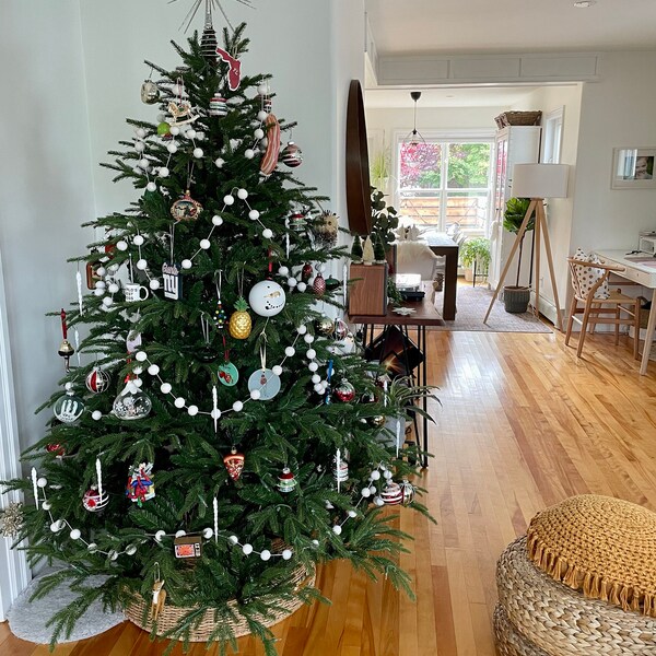 White Felt Ball Garland - Felt Ball Garland - White Tree Garland ...