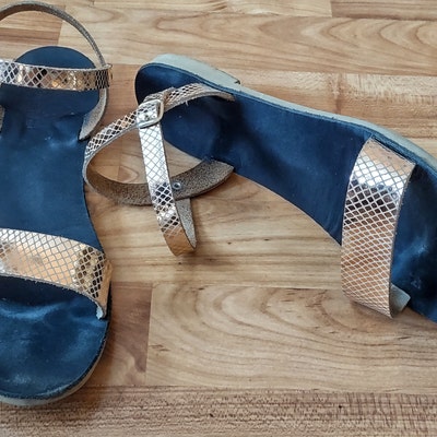 Ankle Strap Leather Sandals, ADONIS Natural Brown, Greek Sandals, Blue ...