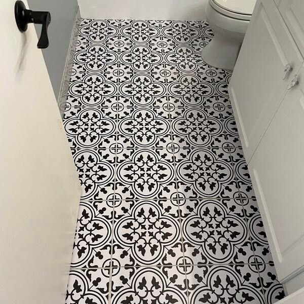 Floor Tile Stickers Vinyl Decal WATERPROOF REMOVABLE for Kitchen Bath ...