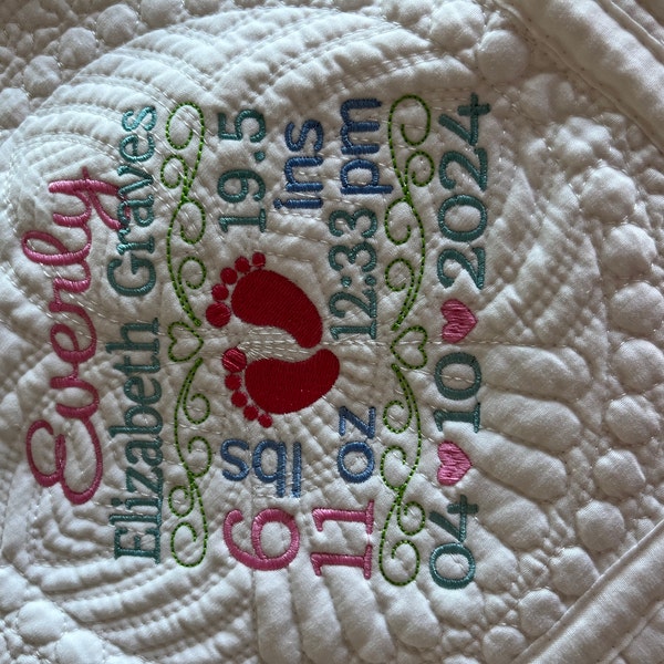 Baby Birth Announcement Embroidery Design, Personalised, Customized ...