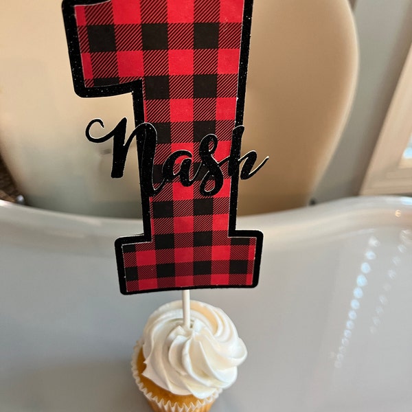 Buffalo Plaid First Birthday, Lumberjack Plaid Theme, Personalized Red ...