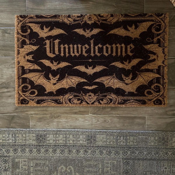 Unwelcome Mat Bat Door Mat, Halloween at Home, Unwelcome Doormat - Etsy