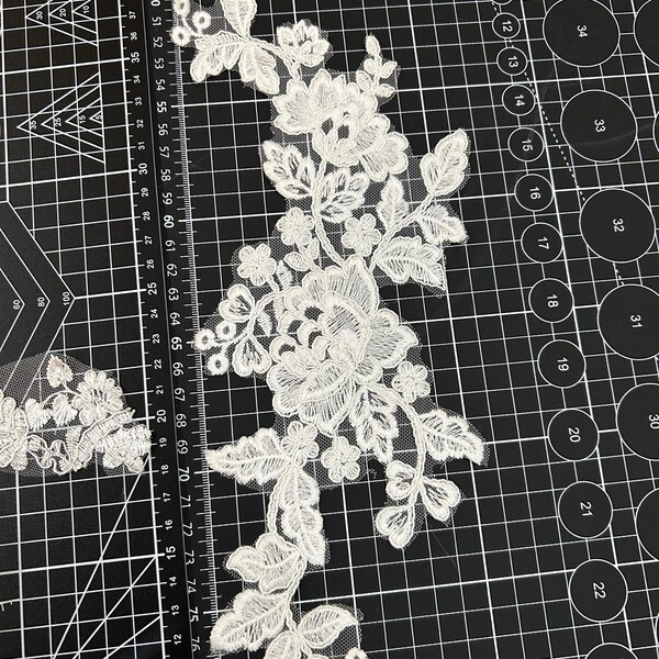 Light Blue 3D Flower Lace Fabric, Stylish Dusty Blue 3D Beading ...