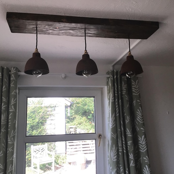 Stunning Rustic Solid Reclaimed Wooden Beam Ceiling Light Compete With ...
