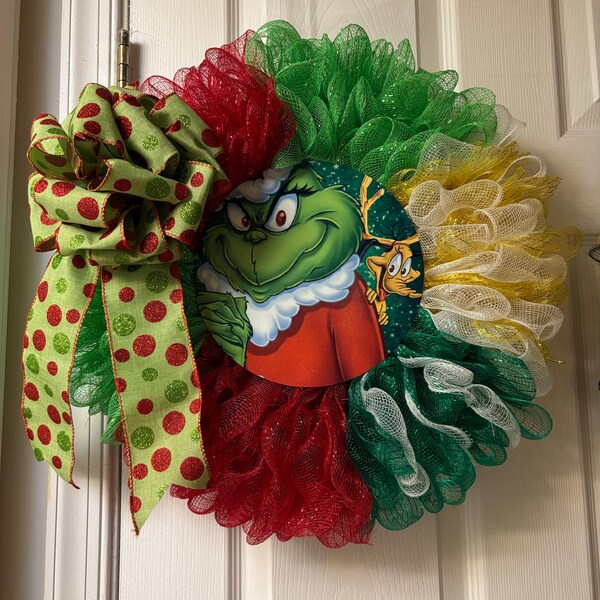 Grinch, Metal Wreath Sign, Door Decor, Round Wreath Sign. Now Taking ...
